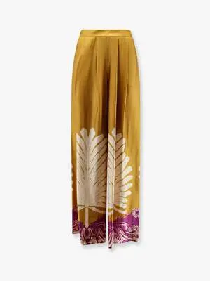 BYE FIRENZE Palma Viscose And Rayon Trousers - Yellow