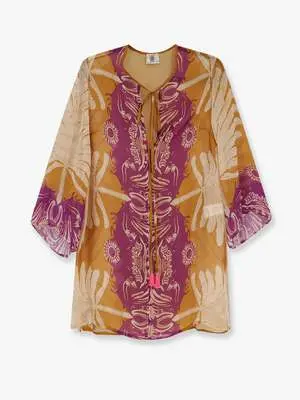 BYE FIRENZE Palme Viscose And Silk Shirt - Yellow