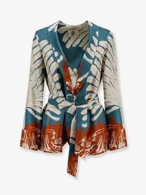 BYE FIRENZE Palma Viscose And Rayon Blazer - Green