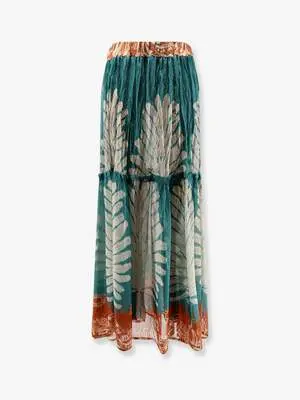 BYE FIRENZE Gale Palme Viscose And Silk Skirt - Green
