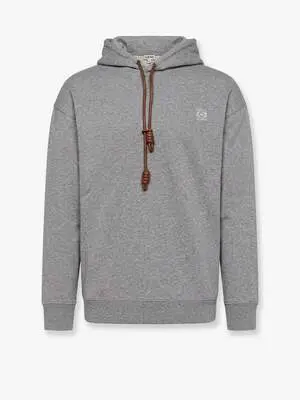 Loewe Cotton Sweatshirt With Front Embroidered Logo - Grey