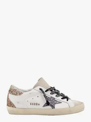 GOLDEN GOOSE Superstar Leather Sneakers With Glitter Detail - White
