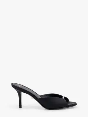 ALEVI` Luana Satin Sandals With Rhinestone Detail On The Front - Black