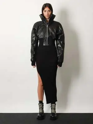 Rick Owens Cropped Leather Jacket - Black