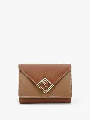 Fendi Ff Diamonds Micro Trifold Leather Wallet - Brown