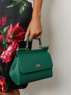 Dolce & Gabbana Sicily Leather Top Handle Bag - Green