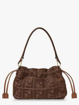 Fendi Mamma Baguette Medium Raffia Handbag With Ff Embroidery