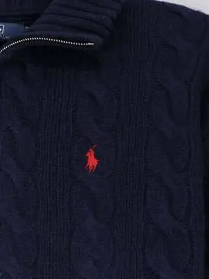 Polo Ralph Lauren Cable Knit Wool & Cashmere Blend Quarter-zip Sweater With Embroidered Logo