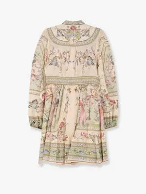 Zimmermann Roselight Plunge Tapestry Print Linen Dress