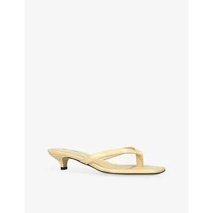 TOTEME Square-toe Leather Heeled Flip Flops