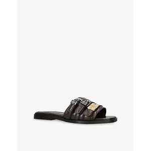 GANNI Sue Faux-leather Sandals With Buckle Embellishments - Brown