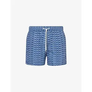 ARNE Wave Print Swim Shorts - Navy