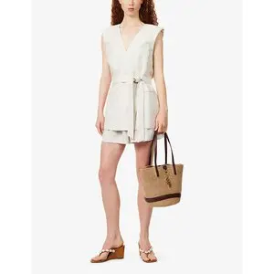 Good American Pleated High-rise Linen-blend Shorts