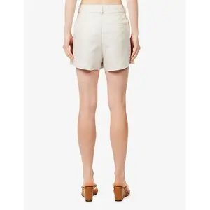 Good American Pleated High-rise Linen-blend Shorts
