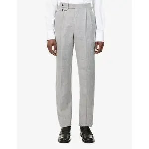 Dunhill Checked Straight-leg Linen-blend Trousers