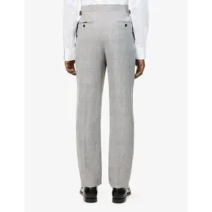 Dunhill Checked Straight-leg Linen-blend Trousers