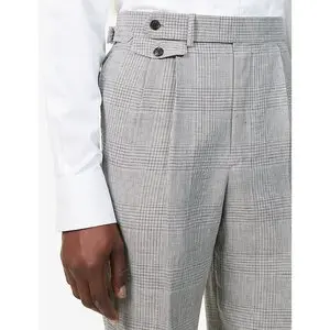 Dunhill Checked Straight-leg Linen-blend Trousers