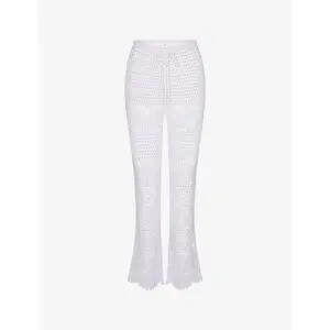 SKIMS Flared Side-tie Cotton-crochet Trousers - Snow