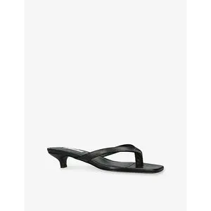 TOTEME Square-toe Leather Heeled Flip Flops - Black