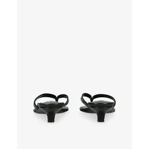 TOTEME Square-toe Leather Heeled Flip Flops - Black