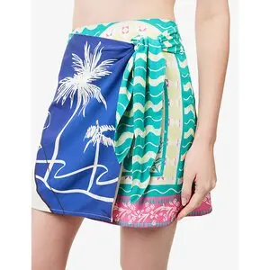 Agua Bendita Ziara Wrap-style Woven Mini Skirt