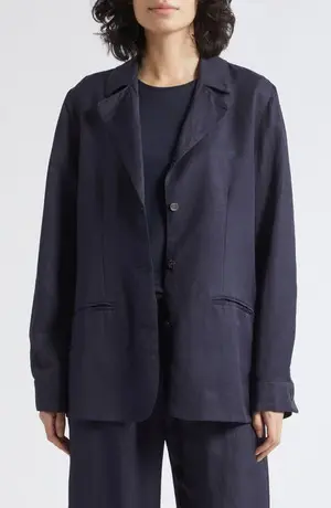 LESET Linen Blend Notch Lapel Jacket