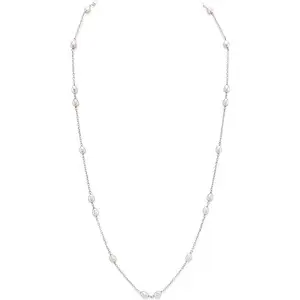 The Pearl Source White Freshwater Pearl Tincup Necklace - Sterling Silver