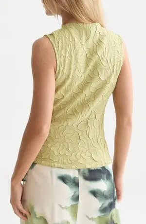 Scotch & Soda Floral Jacquard Sleeveless Funnel Neck Top