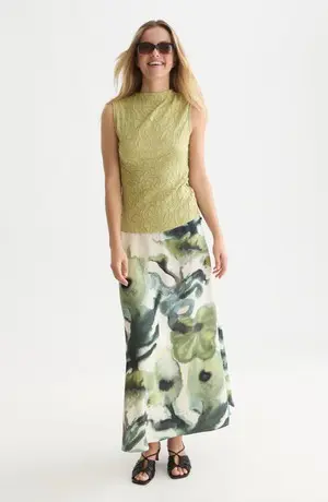 Scotch & Soda Floral Jacquard Sleeveless Funnel Neck Top
