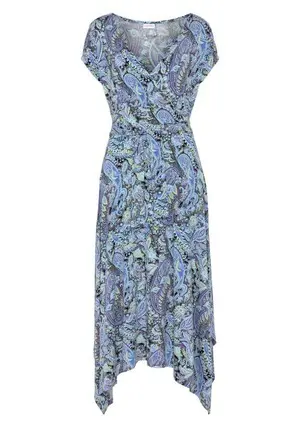 LASCANA Handkerchief Hem V-neck Jersey Knit Dress