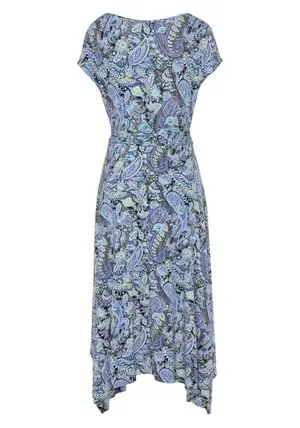 LASCANA Handkerchief Hem V-neck Jersey Knit Dress