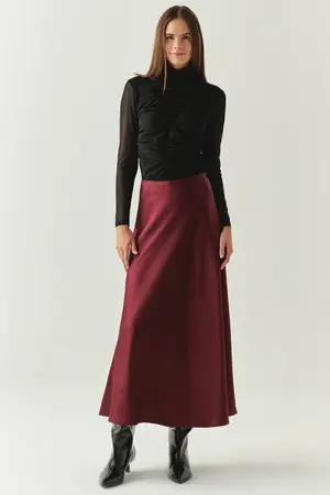 EXQUISE Justice A Line Midi Skirt - Red