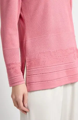 Misook Mixed Stitch Relaxed Fit Sweater