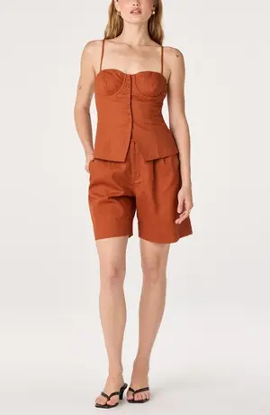 Astr The Label Koda Pleated Linen Blend Shorts