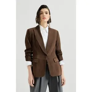 Brunello Cucinelli Suede Blazer With Monili - Rust Brown