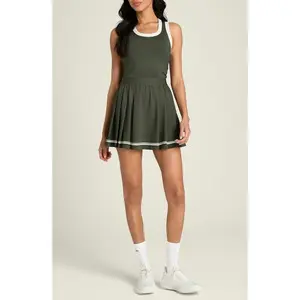Wilson Contrast Scoop Neck Pleated Dress