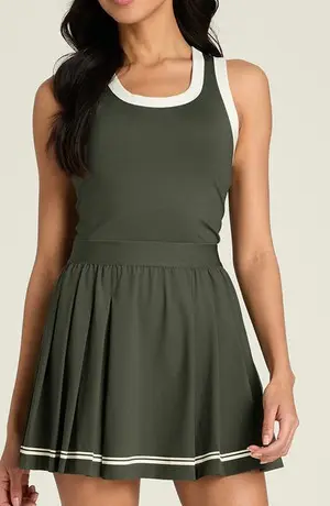 Wilson Contrast Scoop Neck Pleated Dress