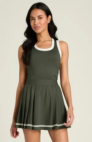 Wilson Contrast Scoop Neck Pleated Dress