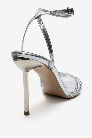 PROLOGUE SHOES Stiletto Ankle Strap Pump - Silver