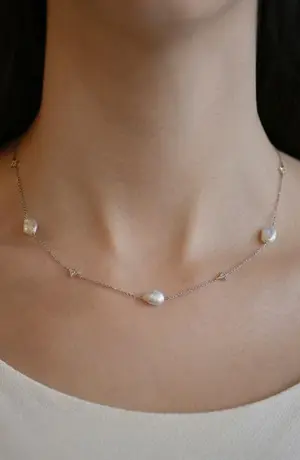 Anzie Emilia Gothic Star Cultured Pearl Necklace