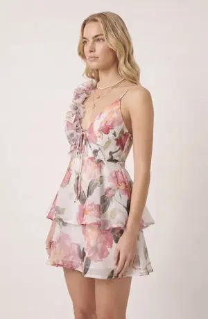 MODENAIRE Floral Ruffle Mini Dress