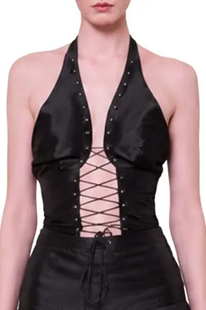 PCFG The Party Edit Crisscross Neck Lace Up Top