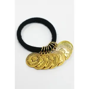 HAIR DRAMA CO Metal Coin Hair Ties Set Of 2 - Gold