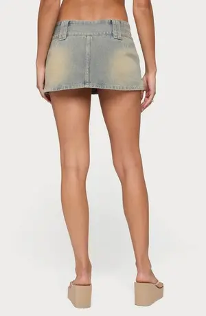EDIKTED Lolah Snap Waist Denim Miniskirt