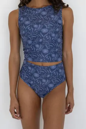 Geode Swimwear Cobalt High Waisted Bikini Bottoms - Blue