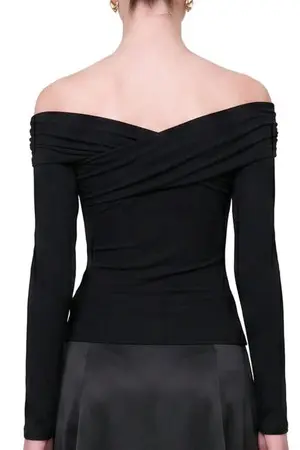 PCFG The Party Edit Rib Draped Long Sleeve Top