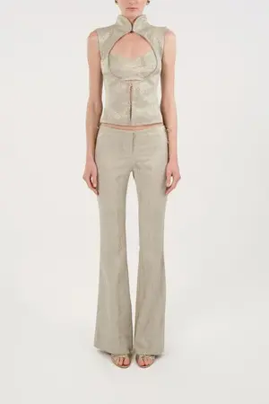 NOCTURNE Snake Print Jacquard Flare Trousers