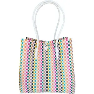 SARAH STEWART Midi Ella Handwoven Plastic Tote - Chiclet