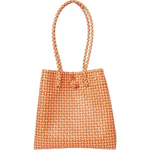 SARAH STEWART Midi Ella Handwoven Plastic Tote - Orange