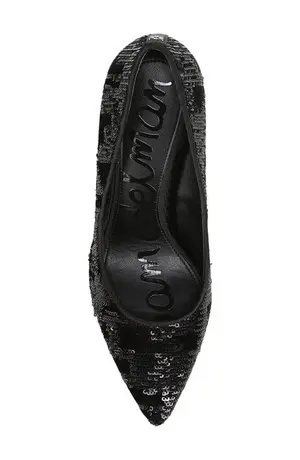 Sam Edelman Hazel Pointed Toe Stiletto Pump - Black Sequins